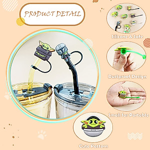 Straw Covers Cap for 7-8mm Straws - 8 Pcs Yo-da Straw Tip Covers Compatible with Stanley 40 OZ 30 OZ Tumbler Cups, Reusable Silicone Straw Topper, Baby Y-oda Drinking Straw Plugs for Kids Party Favor