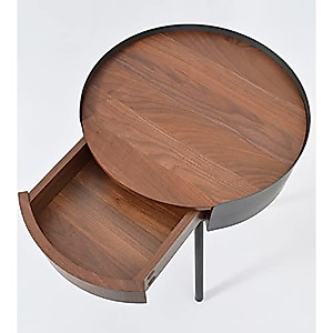 GRFIT Nightstand Nightstand Round Bedside Table Ideal for Any Room Side Tables Living Room, Side Tables Bedroom, End Table with 1 Drawer and 4 Black Legs Accent Table End Table (Color : 1)