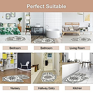 Bathroom Rug 3' X 4.3' Evil Eye Palmistry Rug Kids Rug for Bedroom Rug Aesthetic Washable Boho Area Rug for Kids Room Soft Black and White Nursery Rug Play Carpet for Playroom Dorm Living Room Decor