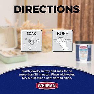 Weiman Jewelry Cleaner Liquid â€œ Restores Shine and Brilliance to Gold, Diamond, Platinum Jewelry and Precious Stones â€œ 6 Ounce