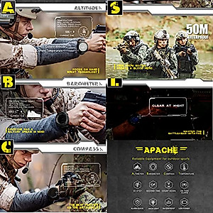 NORTH EDGE Apache Tactical Watches - Digital Outdoor Sports Survival Military Watches for Men, Compass, Rock Solid, Durable Nylon Band, Steps Tracker, Pedometer Calories