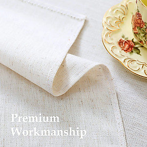 Oval Solid Linen Tablecloth Farmhouse Rustic Beige Table Cloth Wrinkle Free Fabric Table Cover for Tabletop Kitchen Dinning Party Home Decor 60 x 84 Inch