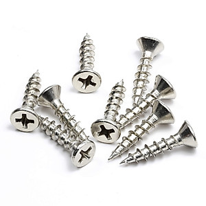 Rok Hardware #7 x 3/4" Standard Thread Phillips Flat Head MDF Wood Screws Nickel Plated S7X34FPCN (100)