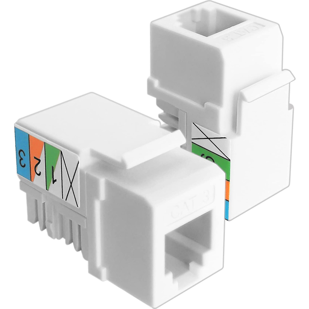 NECABLES 2Pack CAT3 Telephone Keystone Jack Phone Keystone Jack Punch Down Type 110 IDC to RJ11/RJ12 6P6C Female White