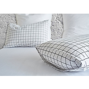 Fire Kirin Queen Duvet Cover Set with Zipper Closure 3Pcs (1 Duvet Cover + 2 Pillowcases) Modern Mini Black and White Grid Checkered Pattern Bedding Cover Set