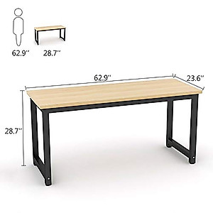 Tribesigns Computer Desk, Large Office Desk Computer Table Study Writing Desk for Home Office, Walnut + Black Leg, 63 X 23.6 inch