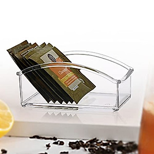 BESTonZON Tea Bag Organizer Acrylic Tea Bag Holder Clear Plastic Tea Box for Tea Bags Dispenser Office Supplies Crafts and Small Items