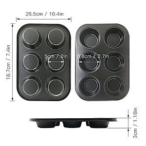 SourceTon 6-Cup Metal Muffin Mold Bonus with Spatula, 3 pcs pack of Muffin Mold