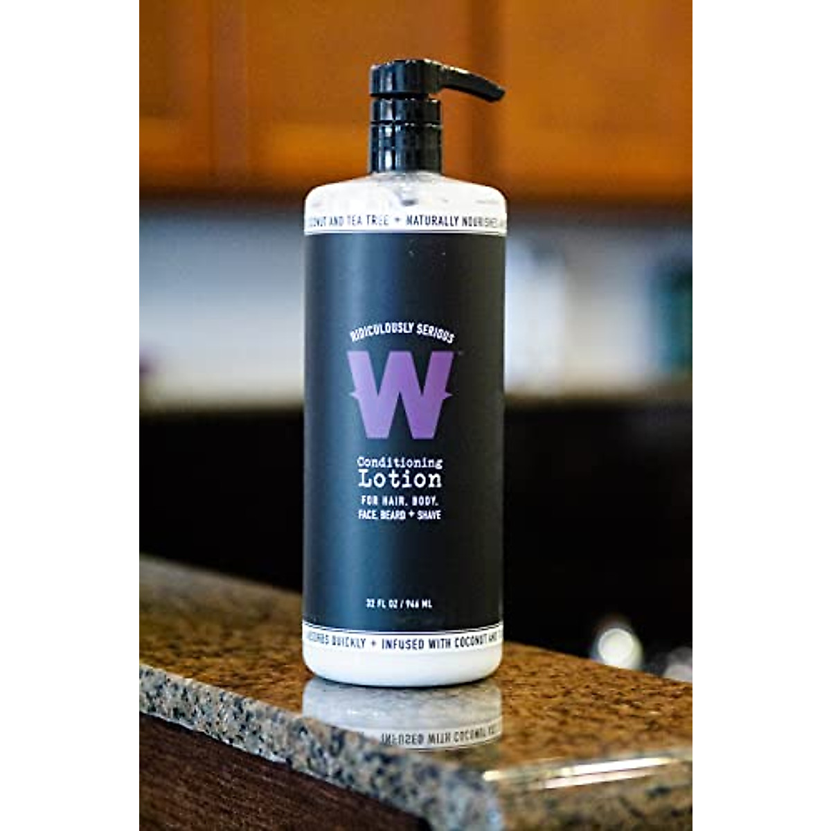 Woodlee’s by Men’s Ultimate Grooming – All In One Conditioning Lotion - Men’s Leave In Conditioner - Hair & Body Moisturizer – Shave And After Shave Lotion - Infused With Coconut Oil & Tea Tree Oil - Non Greasy (32 oz)
