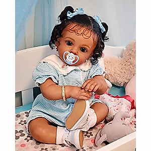 Angelbaby 24" Lifelike African American Reborn Toddler Doll, Cute Realistic Newborn Silicone Gift Toy