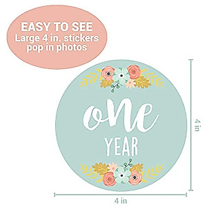 Baby Monthly Stickers | Floral Baby Milestone Stickers | Newborn Girl Stickers | Month Stickers for Baby Girl | Baby Girl Stickers | Newborn Monthly Milestone Stickers (Set of 24)