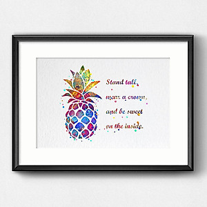 Dignovel Studios 8X10 Unframed Pineapple Mother Daughter Quotes Wear Crown Stand Tall Watercolor Art Print Inspirational Wall Art Housewarming Office Home Decor DN553