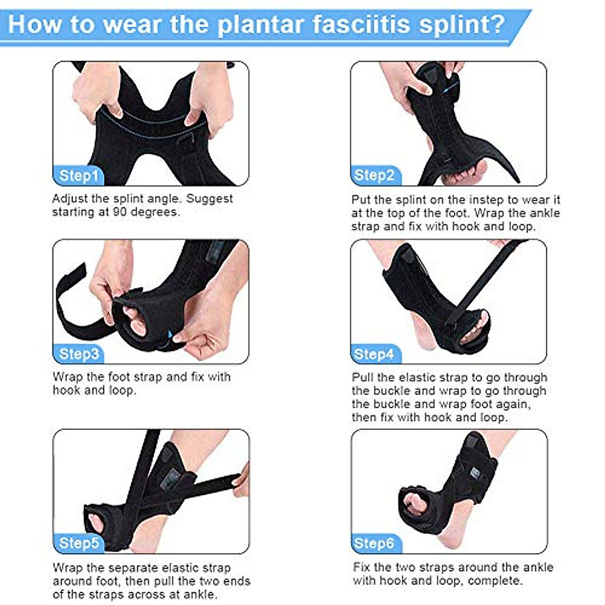 Yosoo Health Gear Plantar Fasciitis Night Splints, with Compression Socks and Spiky Ball, Orthotic Drop Foot Support Brace for Achilles Tendon, Drop Foot and Tendonitis, Fits Left Right Women Men
