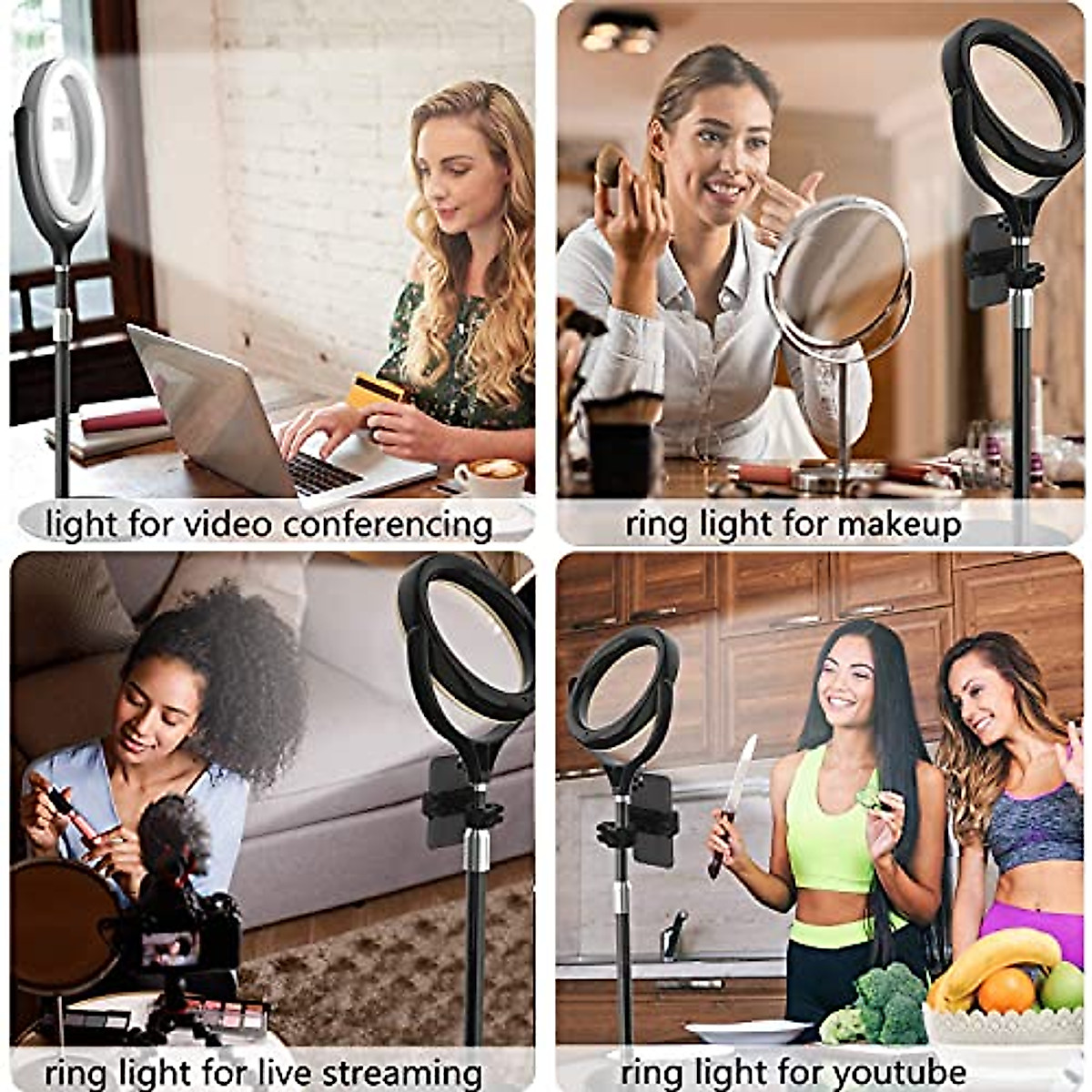Computer Ring Light for Video Conference Lighting, Desktop Ring Lights with Stand for Laptop Zoom Light, Online Virtual Meeting, Video Call, Selfie Light for Phone Video Recording, Makeup, Live Stream