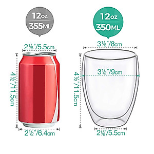 ComSaf Double Wall Glass Coffee Mugs 8.5 OZ 12 OZ, Insulated Thermal Cups for Office Home, Drinking Glasses For Tea/Coffee/Latte/Cappucino/Cafe/Milk, Clear