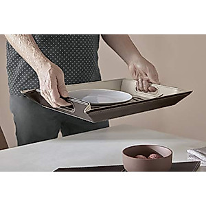 FreeForm Reversible Faux Leather Tray, Black/Taupe, 45x35cm