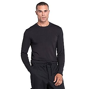 Work Wear Professionals Long Sleeve Men's Underscrub T-Shirt - with Crew Neck WW700, L, Black