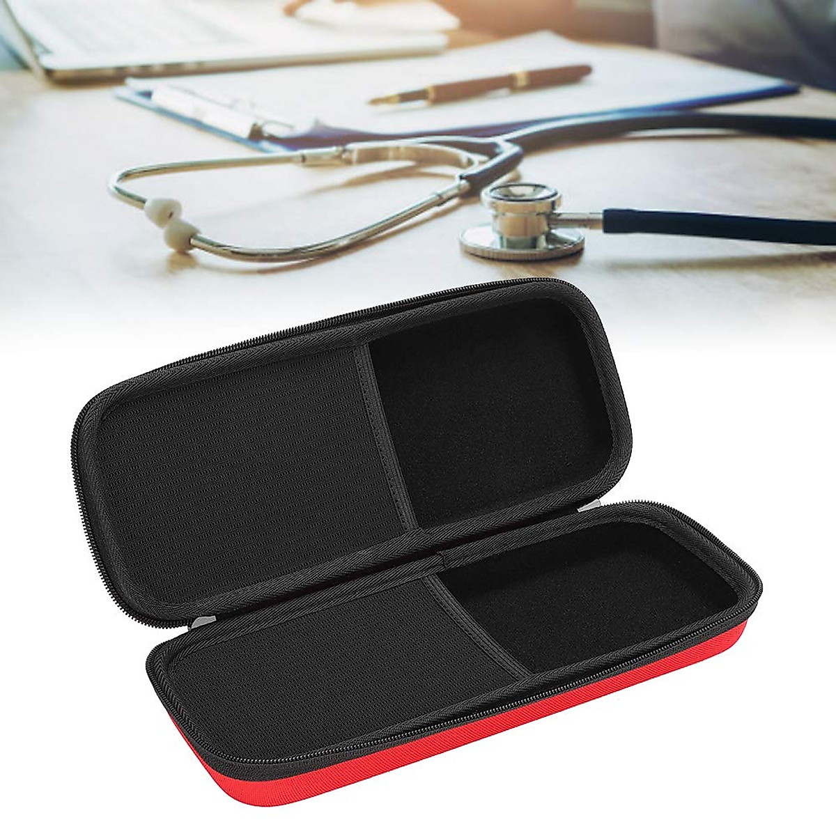 Stethoscope Carrying Case, Stethescopencase Case, Stethescopencase Holder, Portable Household Stethoscope Storage Box Organizer Case Storage Bag Container(Red)