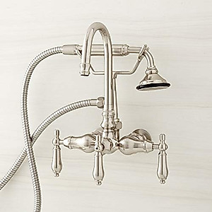 Signature Hardware 917402-2 Pasaia Wall Mounted Tub Filler Faucet with 2" Wall Couplers, Integrated Diverter- Includes Telephone Style Hand Shower