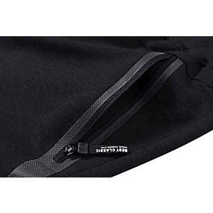 CRYSULLY Men Running Jogging Training Bike Sweatpants Workout Shorts with Zipper Pockets Black