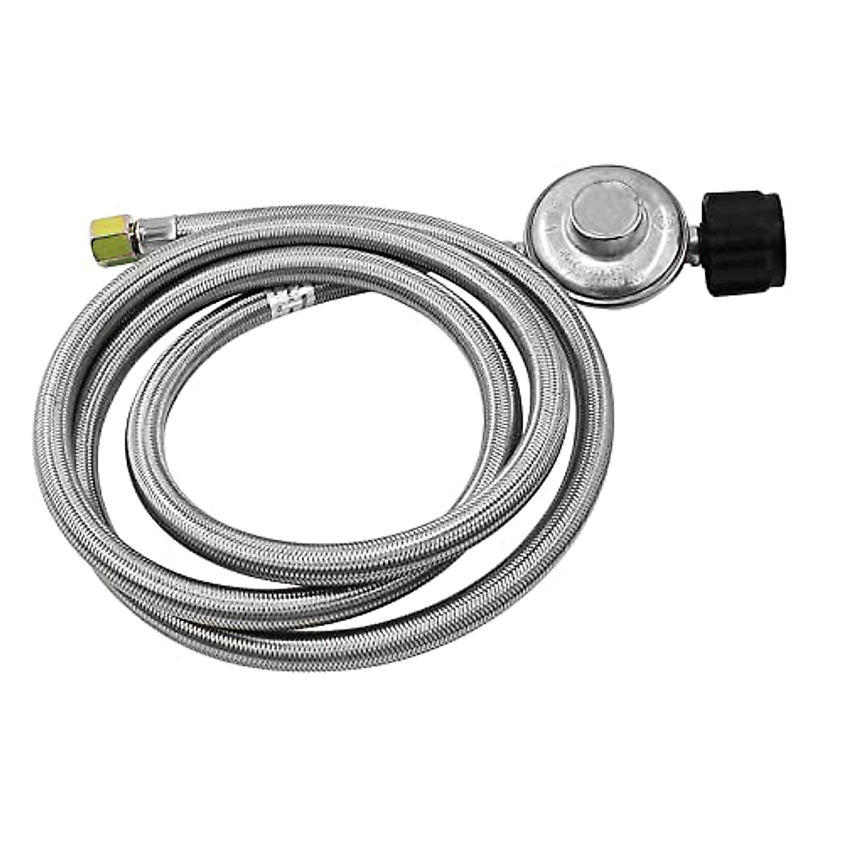 MENSI 6 Feet Propane Gas Fire Pit, Barbecue Grill, Camping Stove, Heater QCC Low Pressure Max 1/2PSI Regulator with Stainless Braided Hose with 5/8" -18UNF Female Flare End