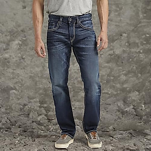 Silver Jeans Co. Men's Eddie Athletic Fit Tapered Leg Jeans, Rinse Wash, 36W x 30L