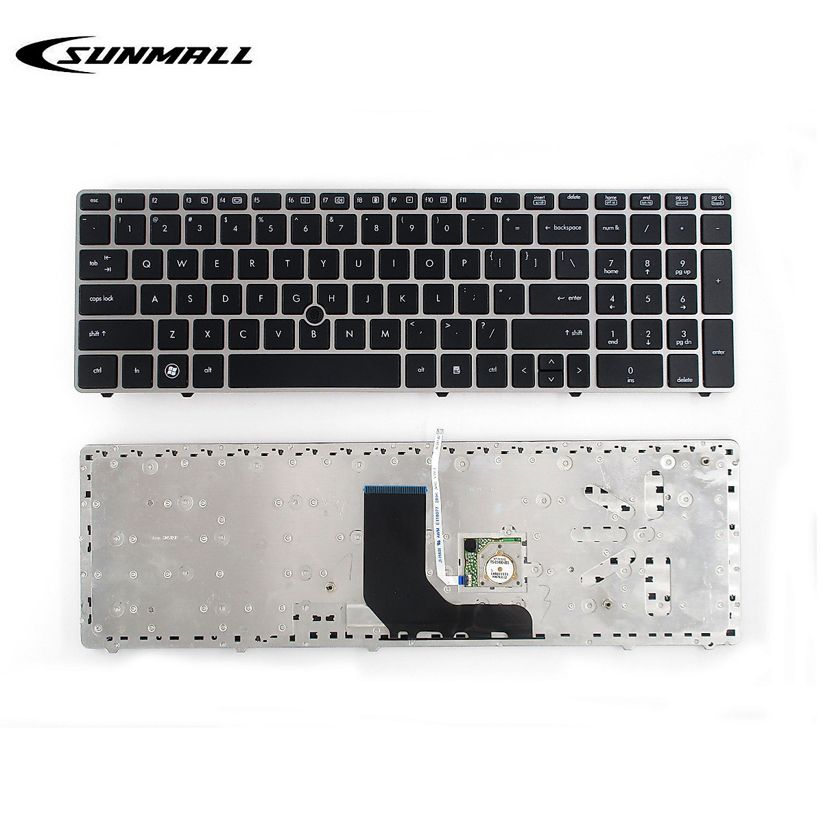 SUNMALL Keyboard Replacement with Silver Frame Compatible with HP Elitebook 8560P 8570P Probook 6560B 6565B 6567B 6570B 6575B Series Keyboard with Pointer