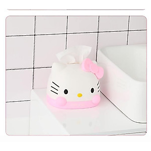 N/C Kawaii Pink Hello Kitty Tissue Box for Living Room Bedroom Bathroom car Office,Tissue Dispenser Box, Table Decoration, 6.8 x 6.7 x 6.6 ''