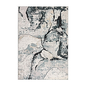 LUXLOOM Washable Rugs 9x12 Rug for Bedroom Modern Living Room Rugs Contemporary Blue Rug Abstract Large Area Rug Non Slip Throw Rugs Stain Resistant Carpet for Nursery Office Dining Room 9'x12' Blue