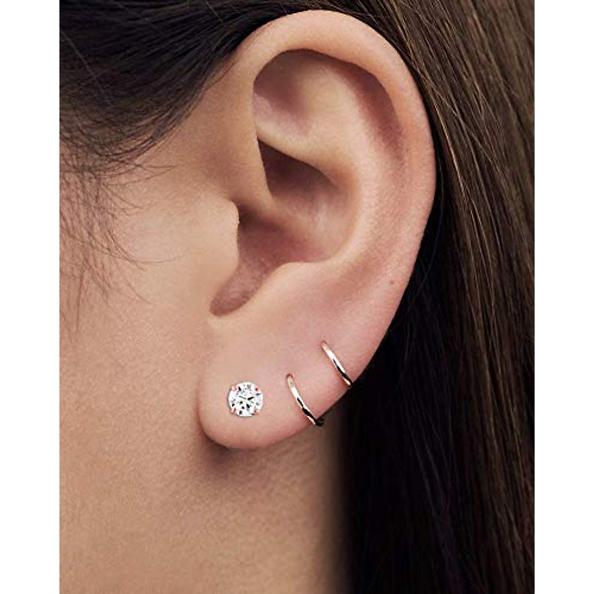 14k Gold Small Endless Hoop Earrings for Ears, Cartilage, Nose or Lips, 10mm (yellow-gold)