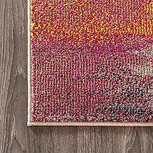 JONATHAN Y Contemporary POP Modern Abstract Brushstroke Cream/Pink 3 ft. x 5 ft. Area-Rug, Bohemian, Easy-Cleaning, for Bedroom, Kitchen, Living Room, Non Shedding (CTP101A-3)