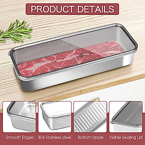 Maxracy Food Storage Container, 304 Stainless Steel Bacon Container for Refrigerator, Deli Meat Keeper Fridge Storage (1PCS Bacon Container- 34 FL OZ)