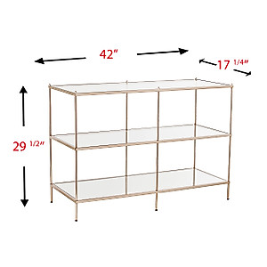SEI Furniture Knox Glam Mirrored 3-Tier, Console Table, Gold