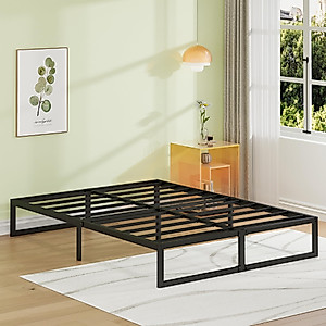 EMODA 12 Inch Full Size Bed Frame Heavy Duty Metal Platform No Box Spring Needed, Easy Assembly Noise Free, Black