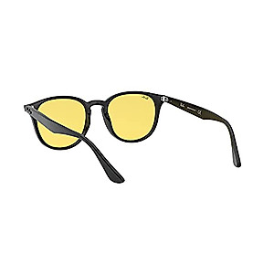 Ray-Ban RB4259F Low Bridge Fit Round Sunglasses, Black/Yellow, 53 mm