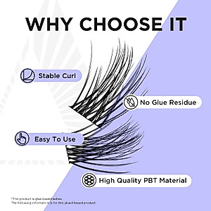 DIY Eyelash Extension,Cluster Lashes Individual False Eyelashes Extension Natural Look Reusable Glue Bonded Black Super Thin Band 48 Lash Clusters Mix by BEYELIAN (Style5 0.07 Mix Black Band)