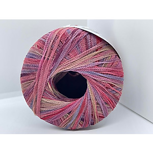 Reds, Purples, Tan Aria Fresca Sheer Net Ribbon Yarn - DK Nylon 25 Grams (.88 Ounces) 160 Meters (174 Yards) 1/8th inch Wide