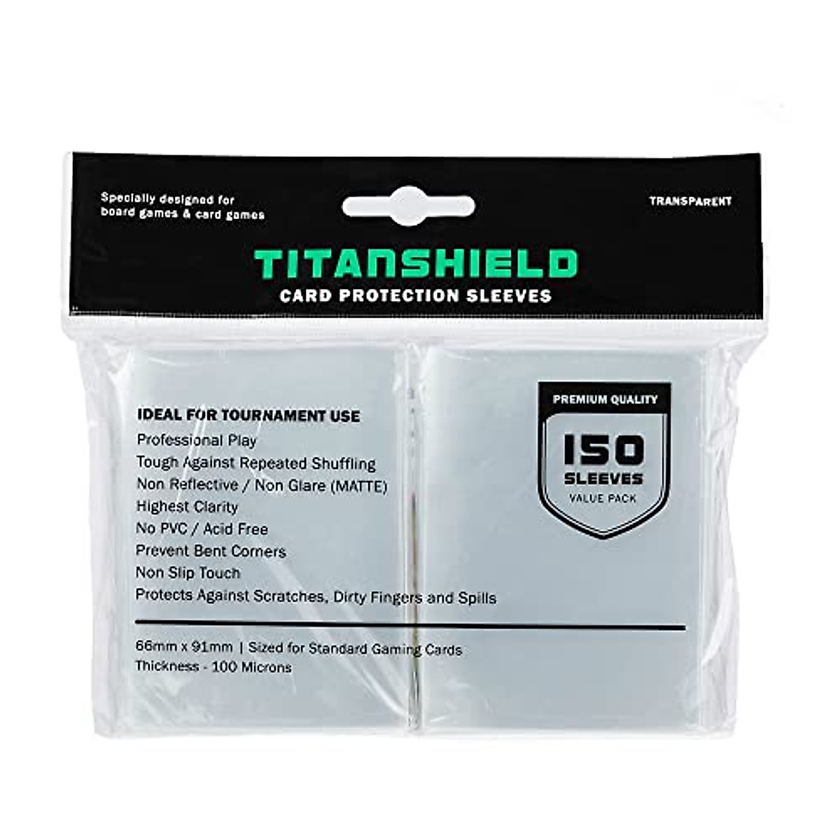 TitanShield Premium Clear Card Sleeves for Standard Sized Board Games and Trading Card 2.5" x 3.5" (150 Sleeves)