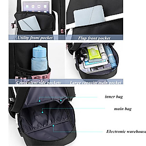 LANSHIYA Backpacks for Teen Girls with USB Charging Port Kids Outdoor Daypack Middle School Students Solid Color Bookbag