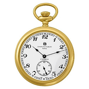 Charles-Hubert, Paris Gold-Plated Open Face Mechanical Pocket Watch