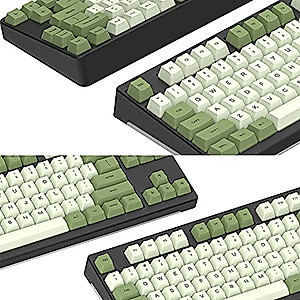 IDOBAO Matcha Keycaps Green PBT Keycaps Dye Sublimation OEM Profile Full Layout 128 Keys for Cherry Gateron Kailh Switches Suits gh61/rk61/akko Mechanical Keyboard English Korean Russian(English)