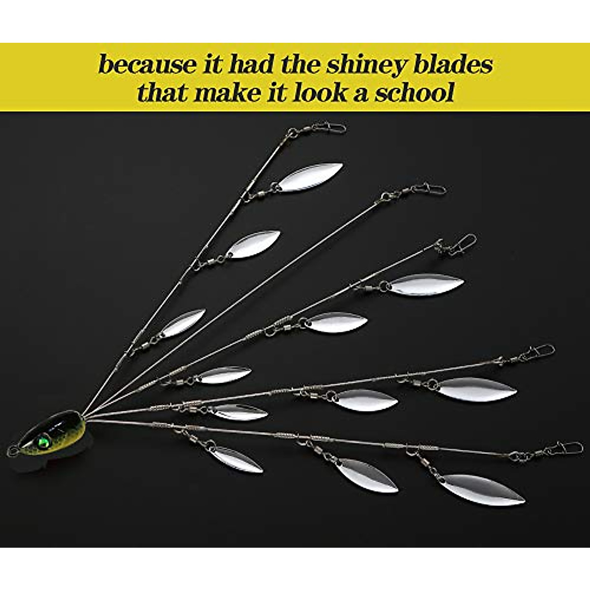 5 Arms Alabama Umbrella Rig Fishing Ultralight Tripod Bass Lures Bait Kit Junior Ultralight Willow Blade Multi-Lure Rig (12 blade kit (48pcs))