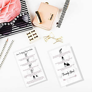 Press-On Nail Application Instructions Cards | 50 Pack | 2x3.5" inch Business Card Size | DIY Press-On Nail Kit | Marble with Rosey Gold Design