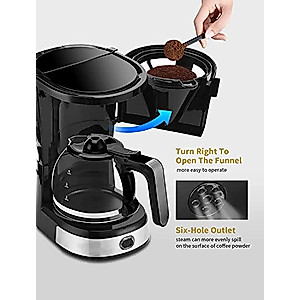 Gevi 4-Cup Coffee Maker with Auto-Shut Off, Small Drip Coffeemaker Compact Coffee Pot Brewer Machine with Cone Filter, Glass Carafe and Hot Plate, Stainless Steel Finish