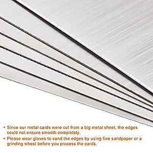 uxcell Blank Metal Card 100x50x0.4mm Brushed 201 Stainless Steel Plate for DIY Laser Printing Engraving Silver Tone 10 Pcs