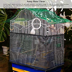 oenbopo Bird Cage Mesh Universal Birdcage Cover Bird Seed Guard Catcher Adjustable Drawstring Bird Cage Skirt Mesh Net Cover