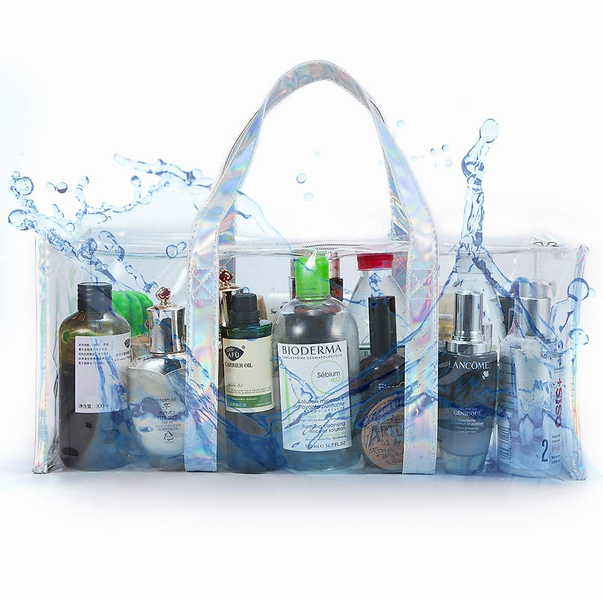 GigabitBest Clear Tote Bag Transparent Bag Stadium Approved Travel Gym See Through Toiletry Bag for Women