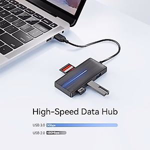 GARMESE USB 3.0 Hub, 5-in-1 USB Hub Splitter USB A Hub with Micro-SD/SD Card Reader and 3 USB 3.0 Ports for Laptop, iMac, MacBook Pro 2015/2016, Google Chromebook and More