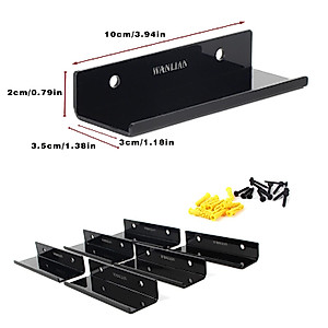 WANLIAN Vinyl Record Shelf Wall Mount 6 Pack,Clear Acrylic Album Record Holder Display Shelf,Display Your Daily Listening in Style