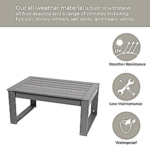 LAUREL CANYON Outdoor Coffee Table HDPE Recycled Plastic Patio Porch, Yard, Park, Lawn, Slate Grey